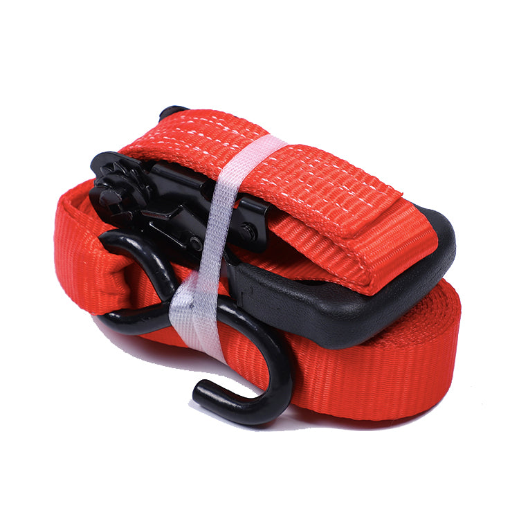 Polyester Red 1.5-inch Cargo Rubber Hand Ratchet Straps with S Hook ...
