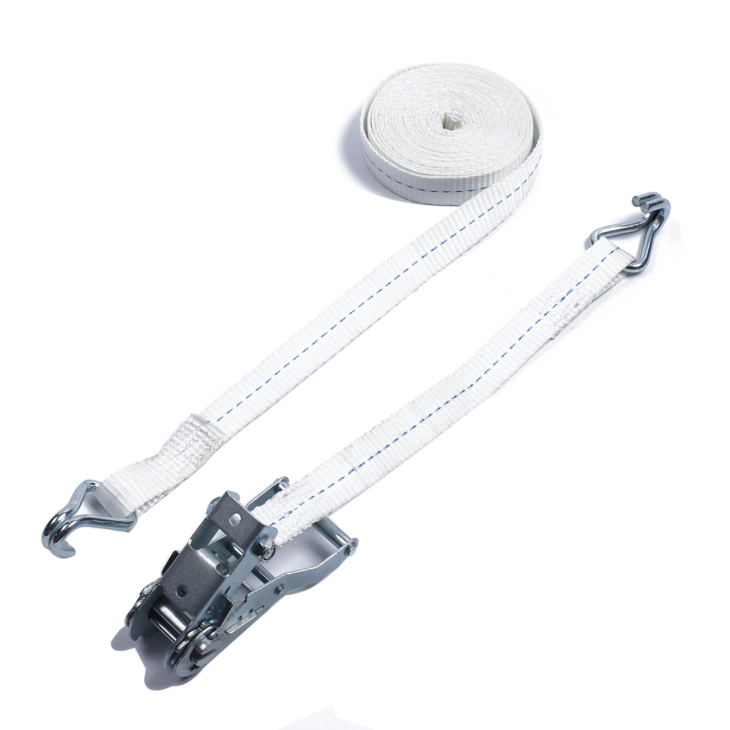 Polyester White 1-inch x 16ft Tie Down Starp with Double J Hook ...